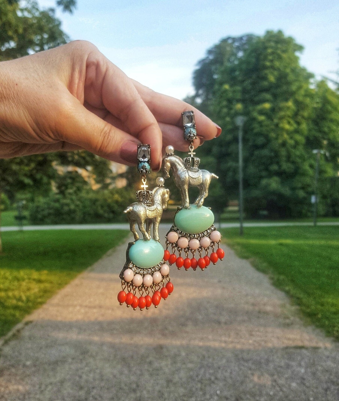 Circus Earrings, Statement Horse Earrings, Unusual Assemblage Earrings ...