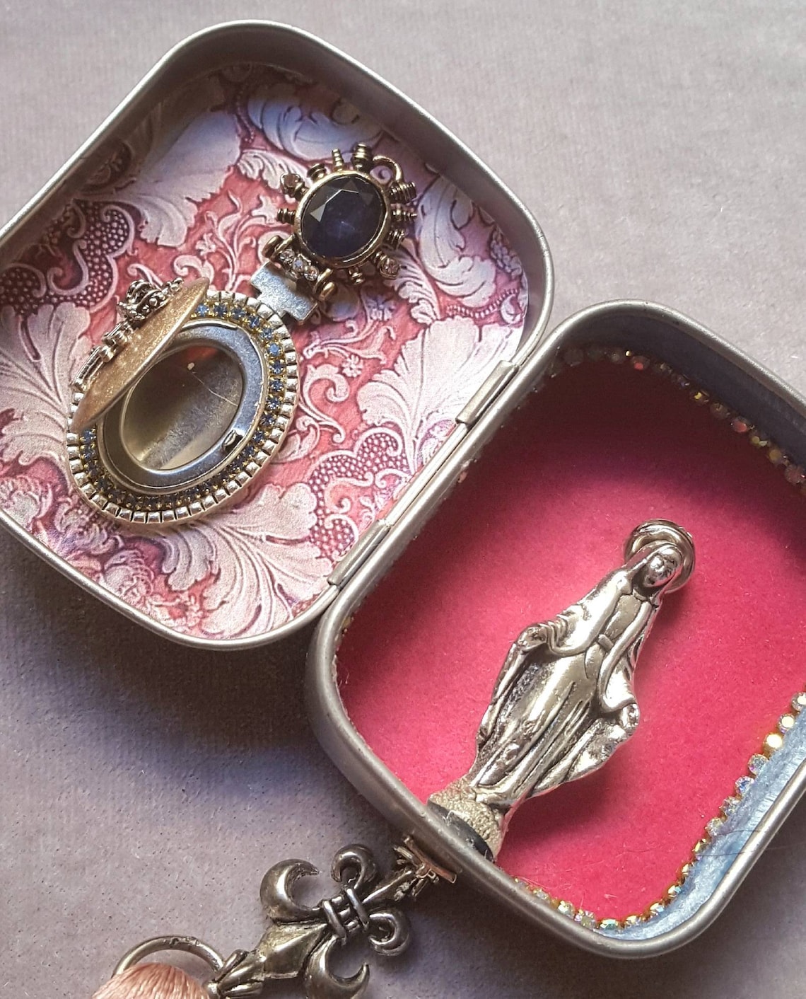 Unique Virgin Mary Shrine, Mini Altoid Altar, One-of- A- Kind Religious ...