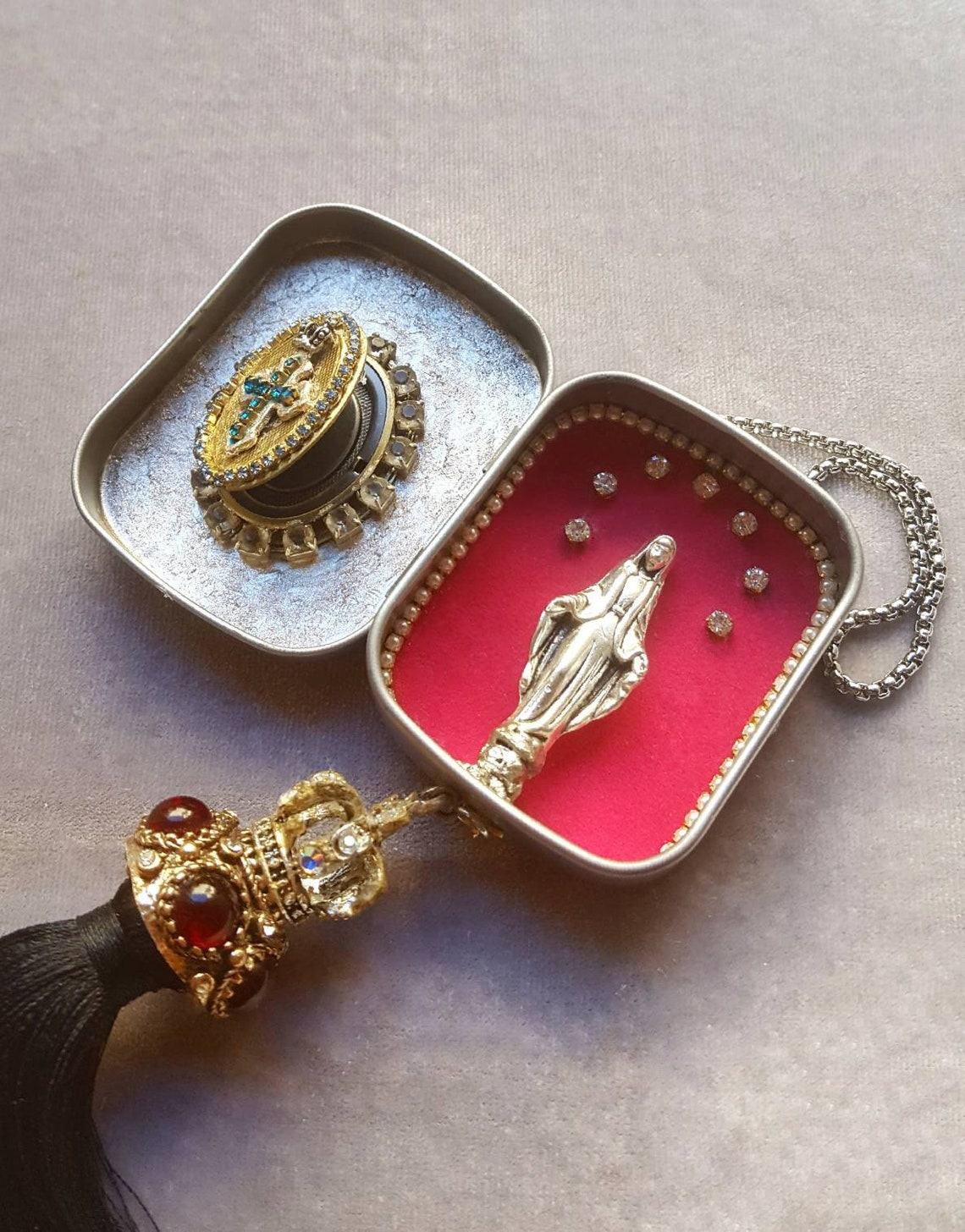 Unique Tiny Virgin Mary Shrine, Mini Altoid Altar, One-of- A- Kind ...