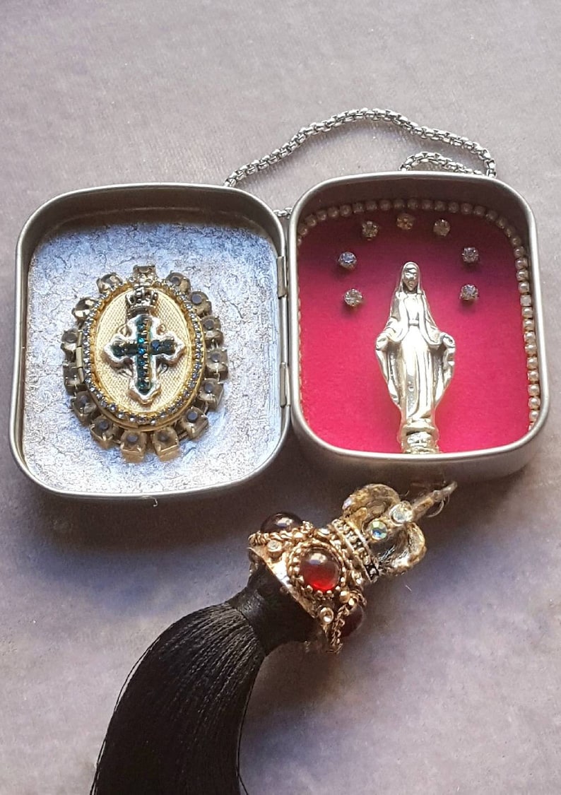 Unique Tiny Virgin Mary Shrine, Mini Altoid Altar, One-of- A- Kind ...