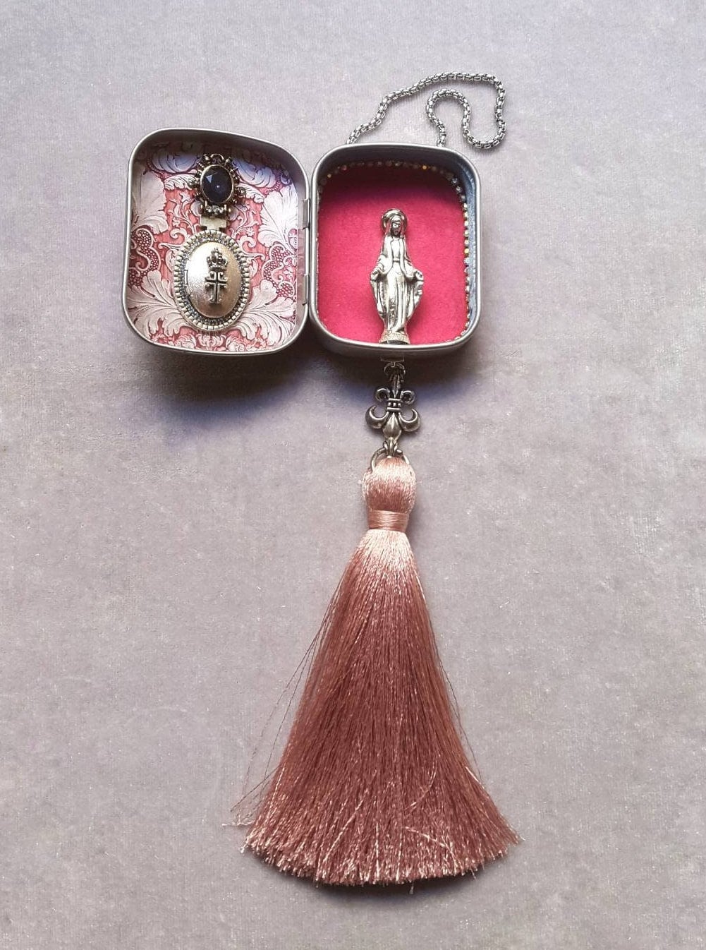 Unique Virgin Mary Shrine, Mini Altoid Altar, One-of- A- Kind Religious ...
