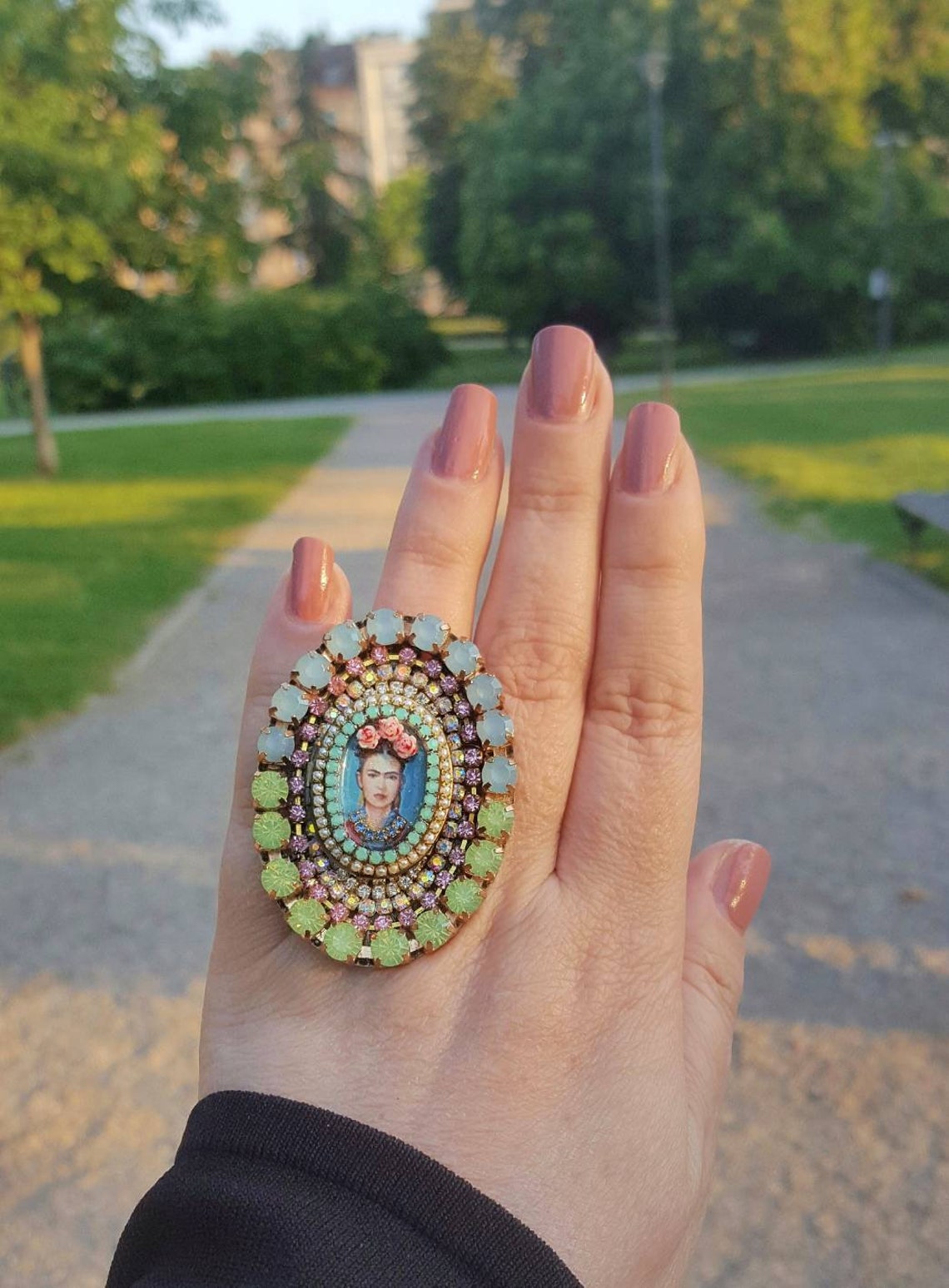 Frida Kahlo Ring, Big Finger Candy Ring, Unique Oversized Statement Ring, OOAK Poison Ring ...