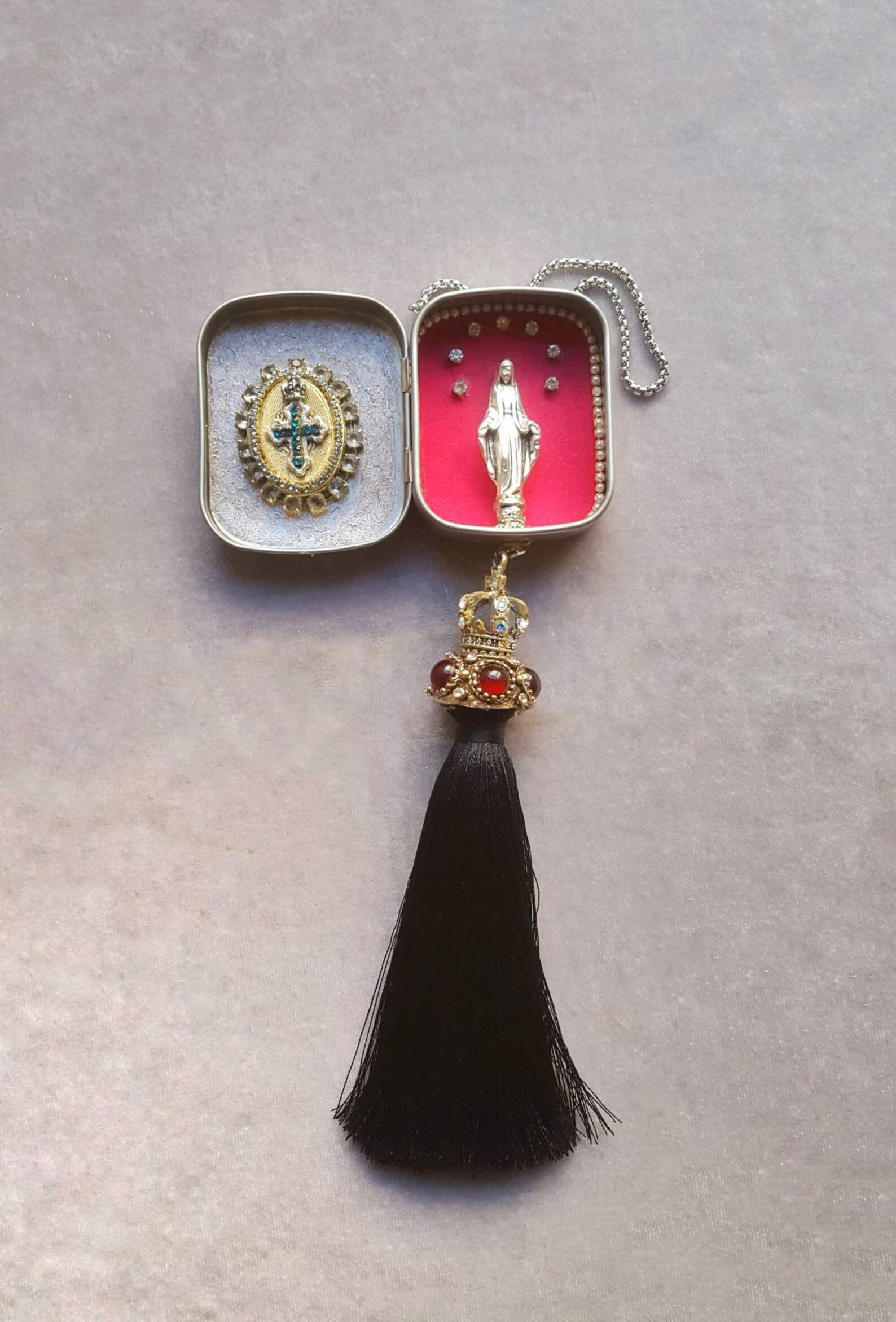 Unique Tiny Virgin Mary Shrine, Mini Altoid Altar, One-of- A- Kind ...