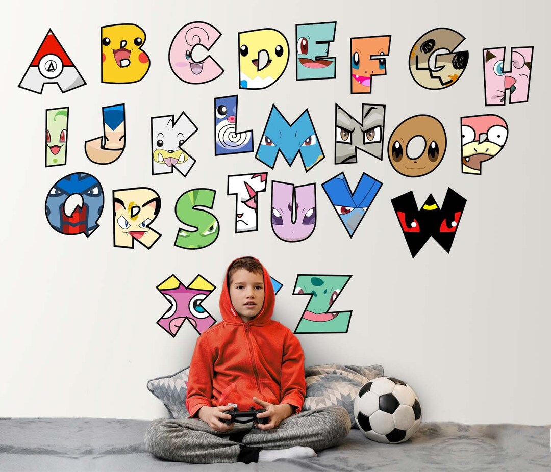 Alphabet Poké Characters Wall Decal, ABC Pika Poke Wall Art - Etsy