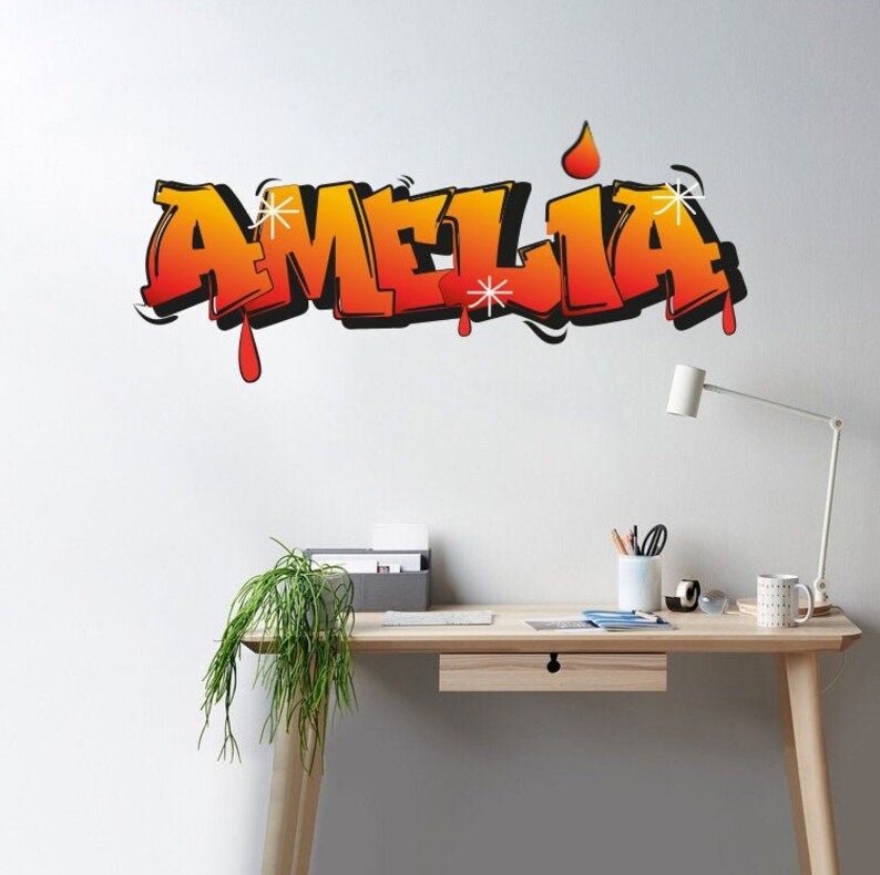 Personalized Graffiti Miniature Wall Sticker for Kids, Children and ...