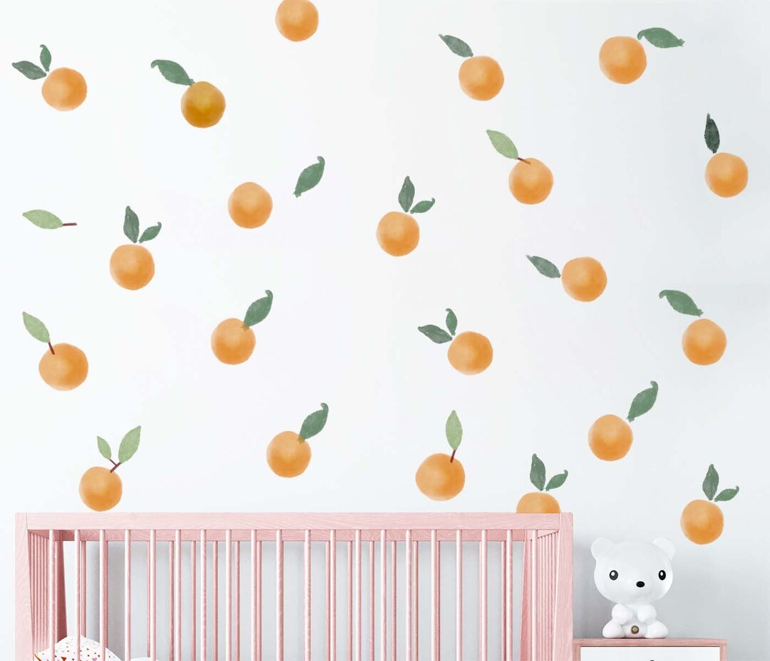 Watercolor Orange Wall Decals: Hand-drawn Nursery Decor - Etsy