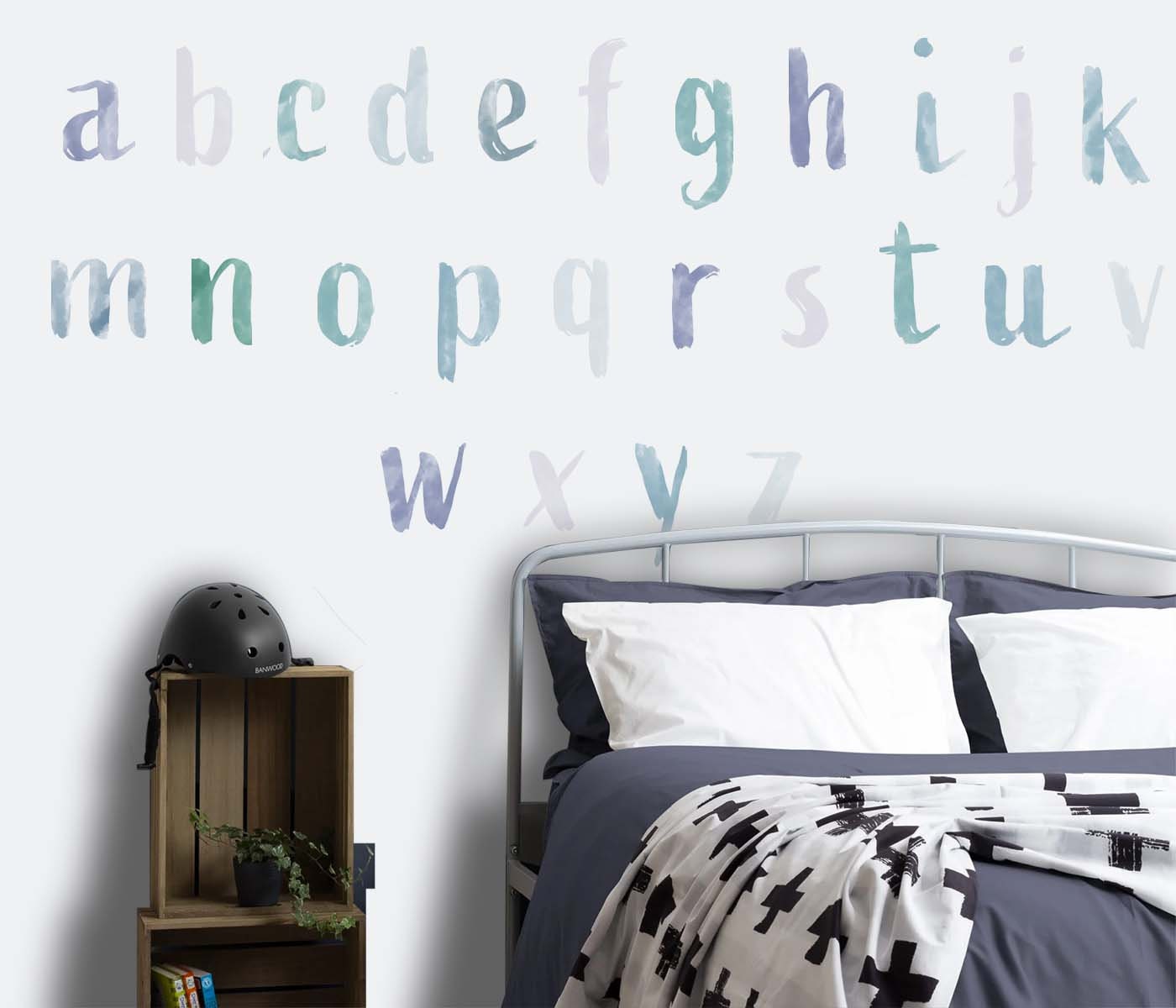 Blue Rainbow Lowercase Letters Wall Decal, Alphabet Wall Sticker, Boys ...