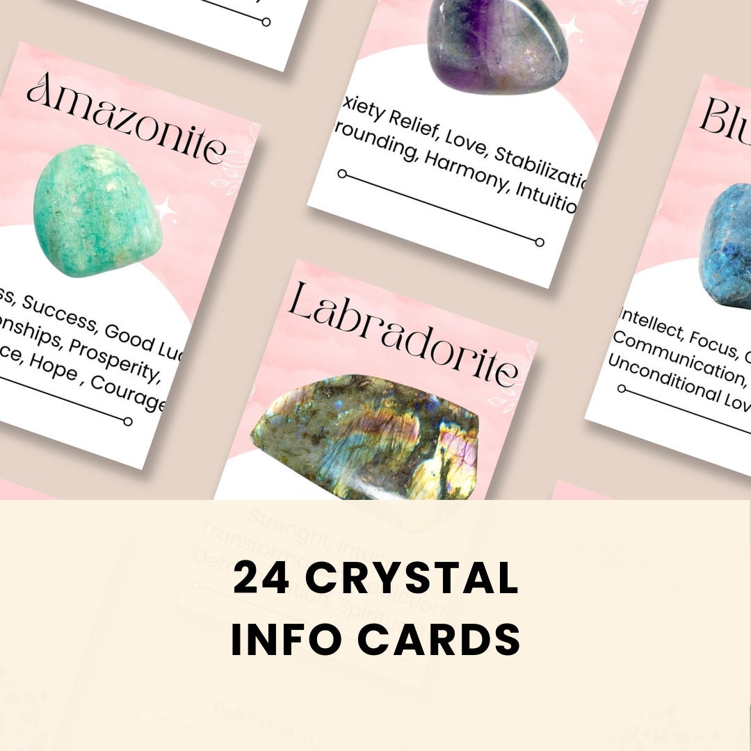 Set of 24 Instant Download Crystal Cards, Crystal Cards, Printable ...