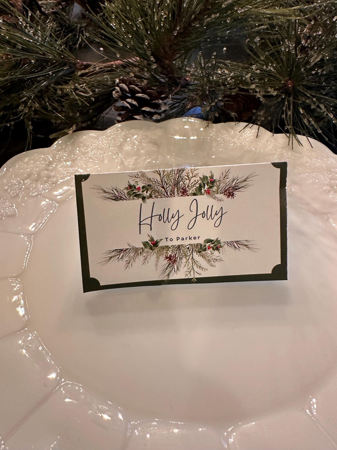 Wintery Place Cards, Christmas Place Cards, Evergreen Place Cards ...
