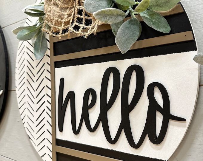 Welcome Door Sign, Hello Door Sign, Welcome Door Decor, Hello Door ...