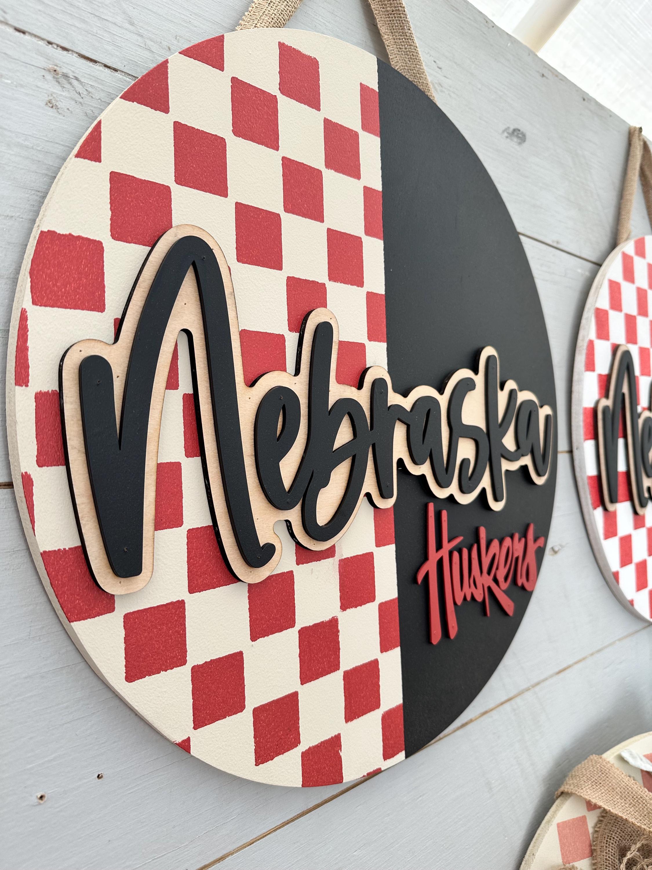 Nebraska Door Sign, Nebraska, Nebraska Door Hanger, Husker Door Sign ...