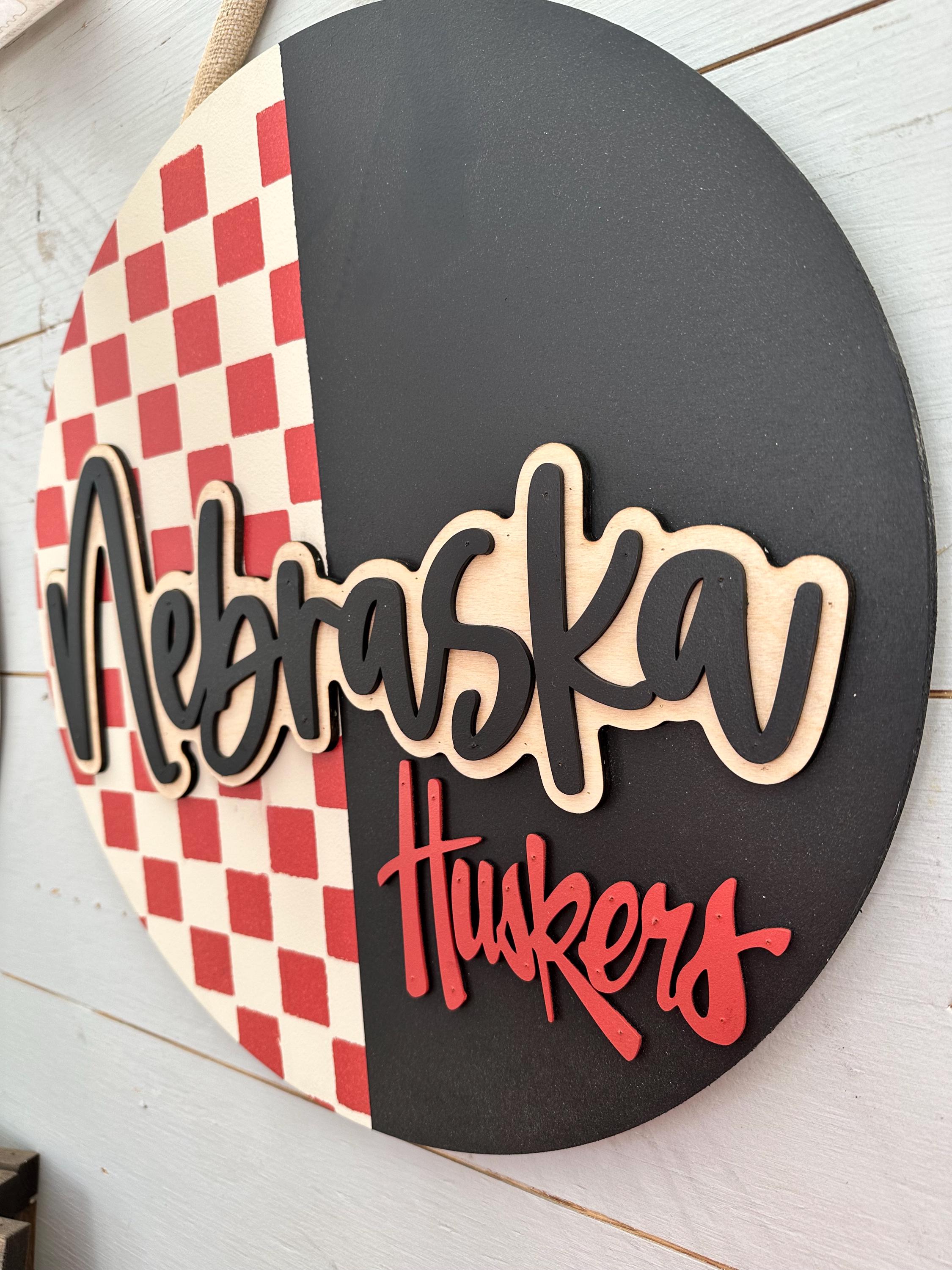Nebraska Door Sign, Nebraska, Nebraska Door Hanger, Husker Door Sign ...