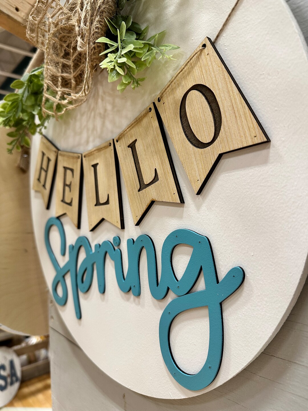 Hello Spring, Door Hanger, Spring Door Hanger, Spring Door Decor, Door ...