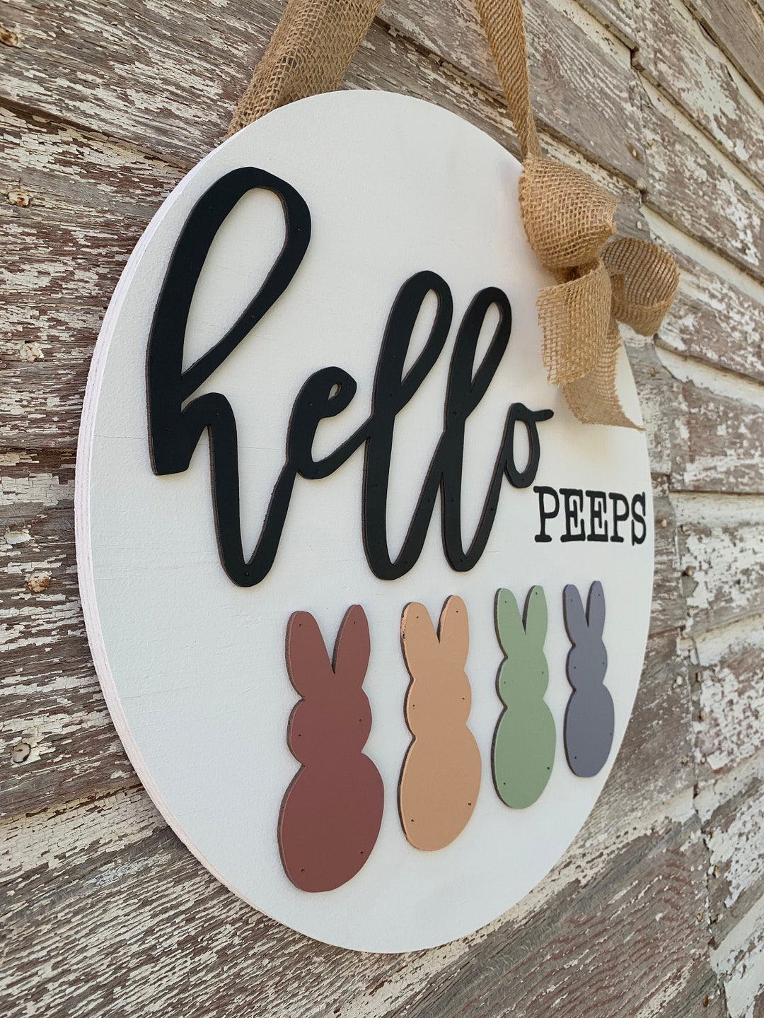 Hello Peeps, Door Hanger, Easter Door Hanger, Spring Door Hanger, Hello ...