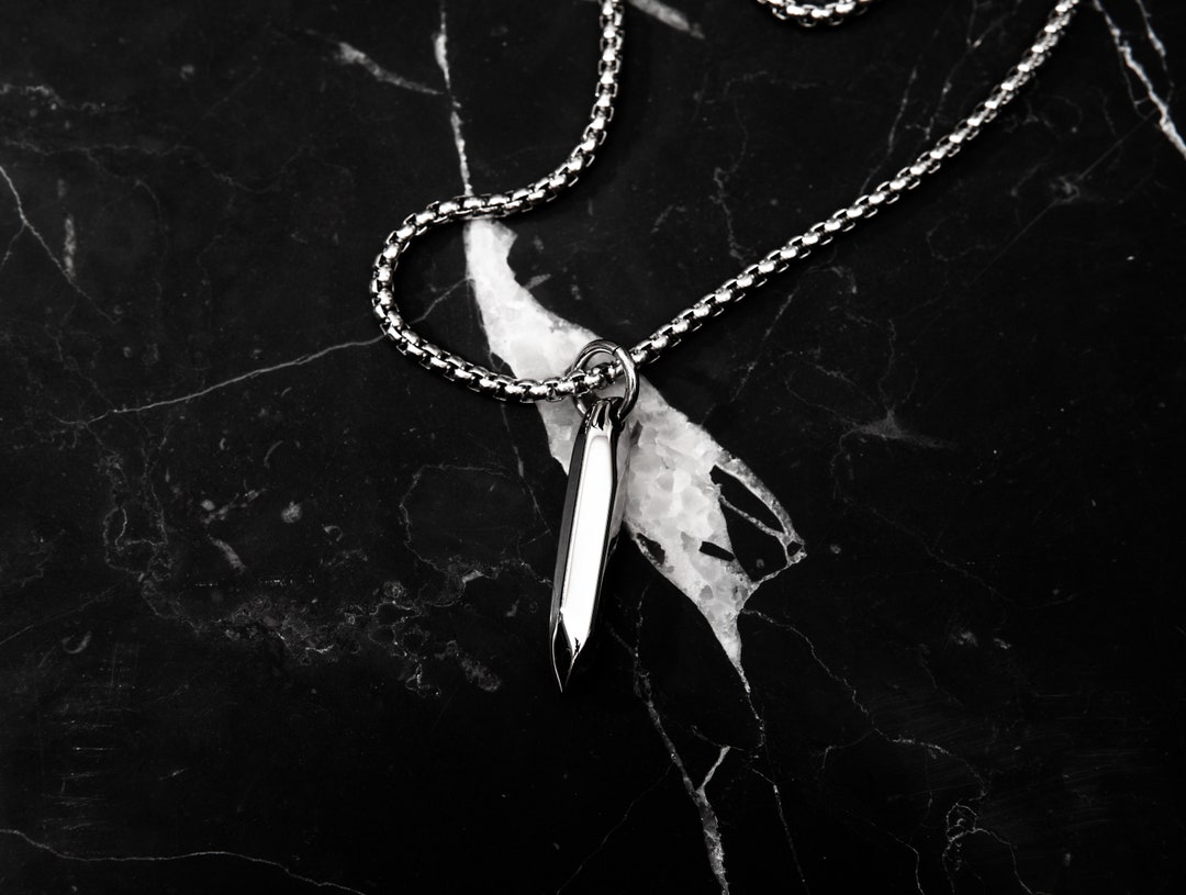 Stainless Steel Pendulum Pendant Necklace - Cuban Chain for Men - Etsy