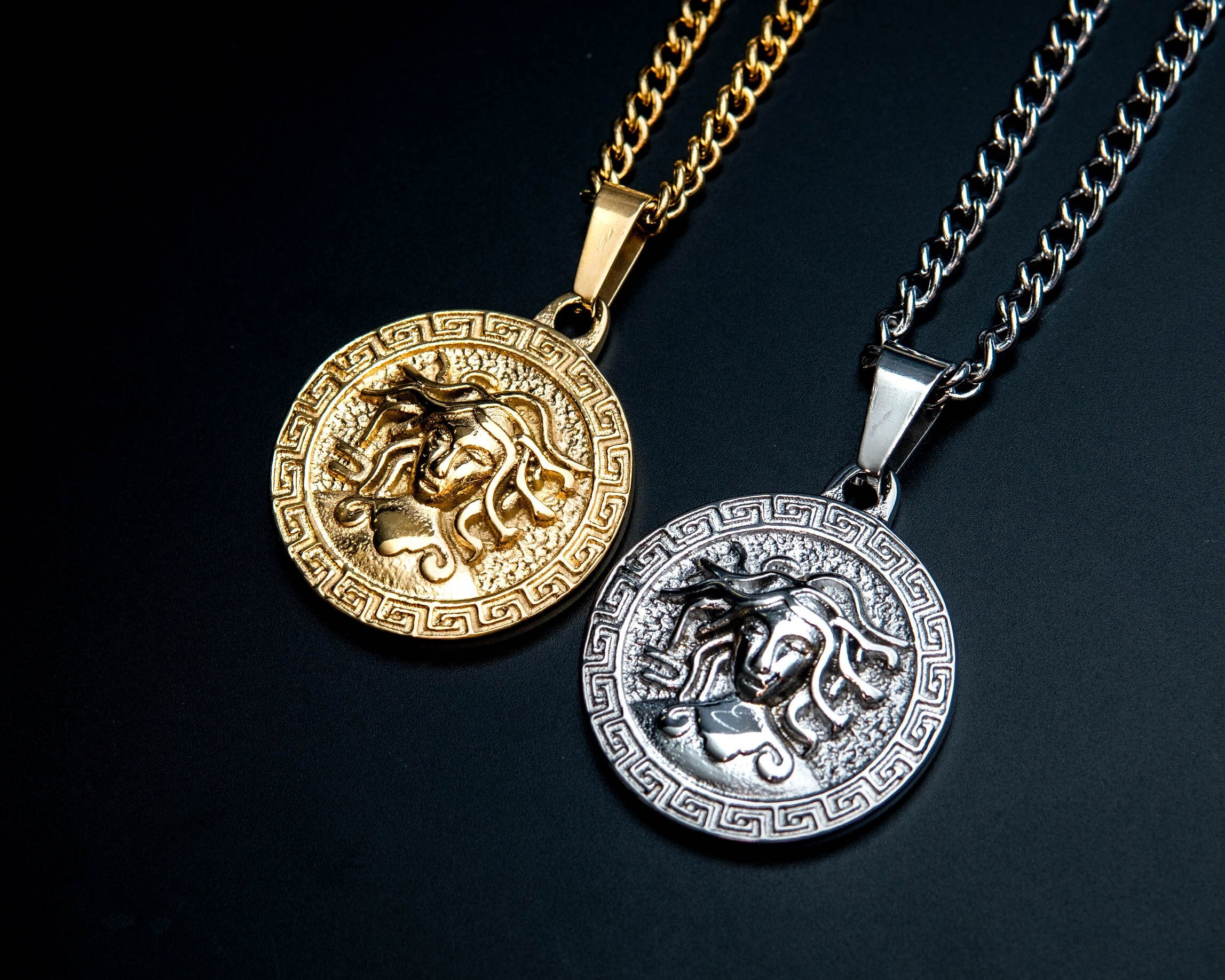Medusa Pendant & Chain / Available in Gold and Silver / 18K Stainless ...