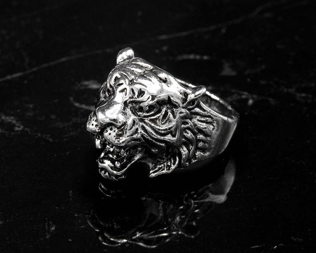 Tiger Head Handmade Ring - Stainless Steel / Gift for Him Her / Big ...