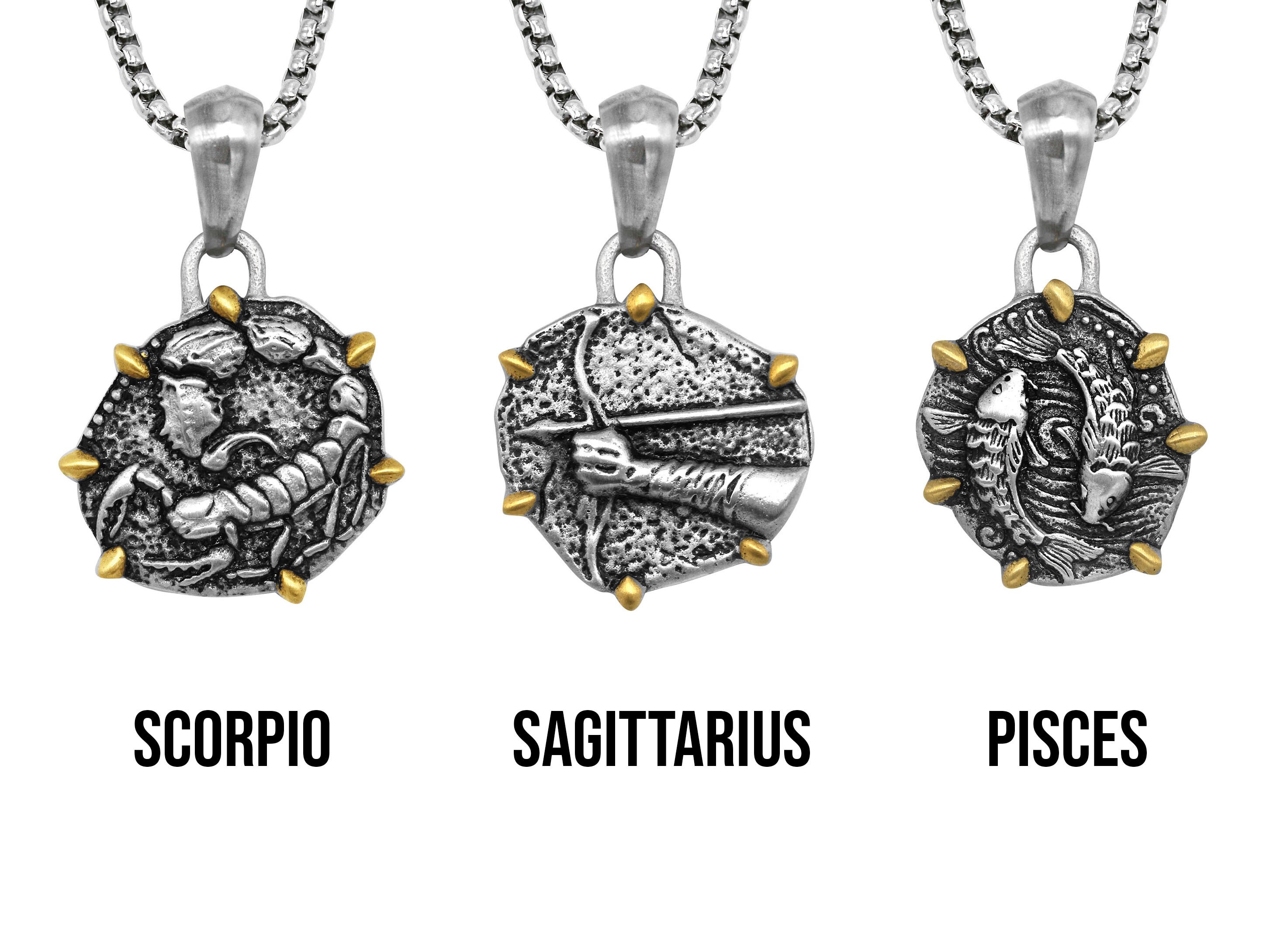Silver Zodiac Necklace / Zodiac Sign Charm Horoscope / Men Women Chain ...