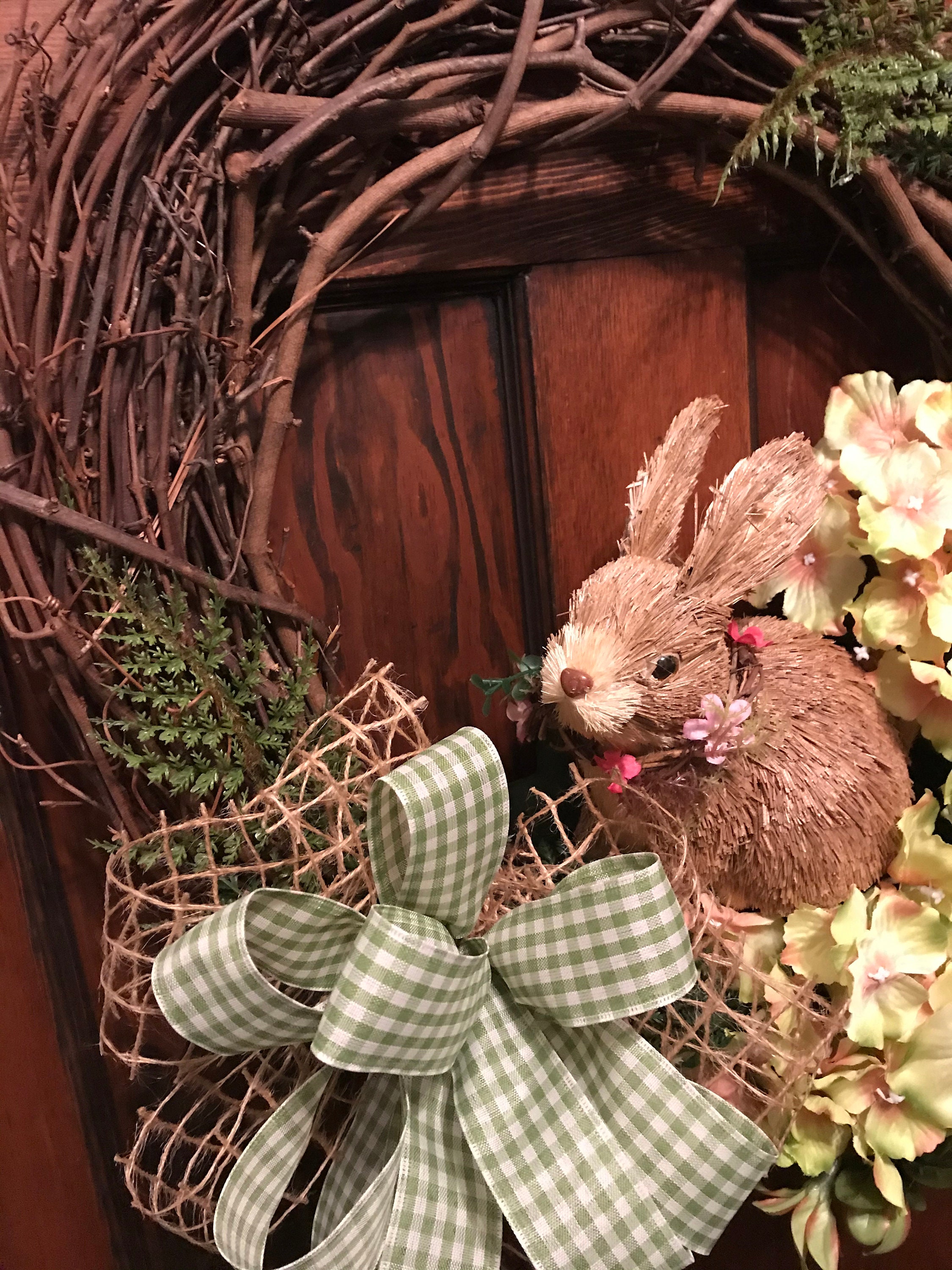 Easter Bunny Rustic Unique Floral Grapevine Wreath for Door | Etsy