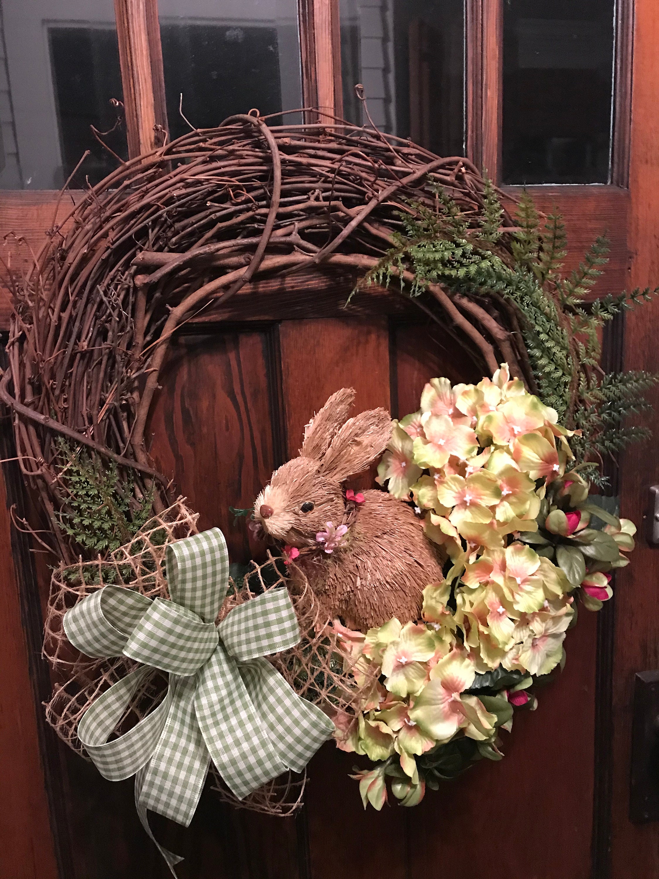 Easter Bunny Rustic Unique Floral Grapevine Wreath for Door | Etsy
