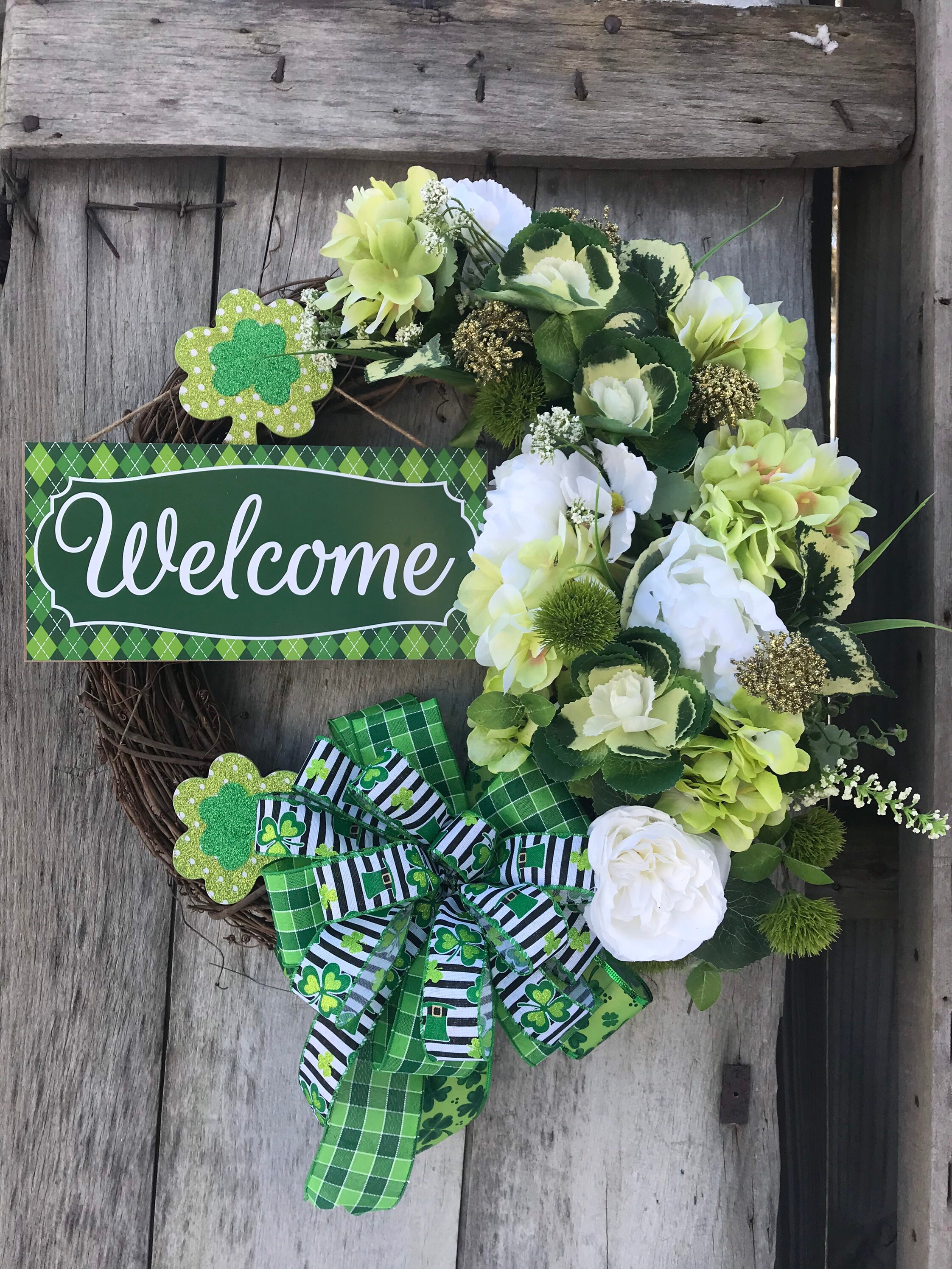 St. Patricks Day Irish Welcome Wreath for Front Door Happy | Etsy