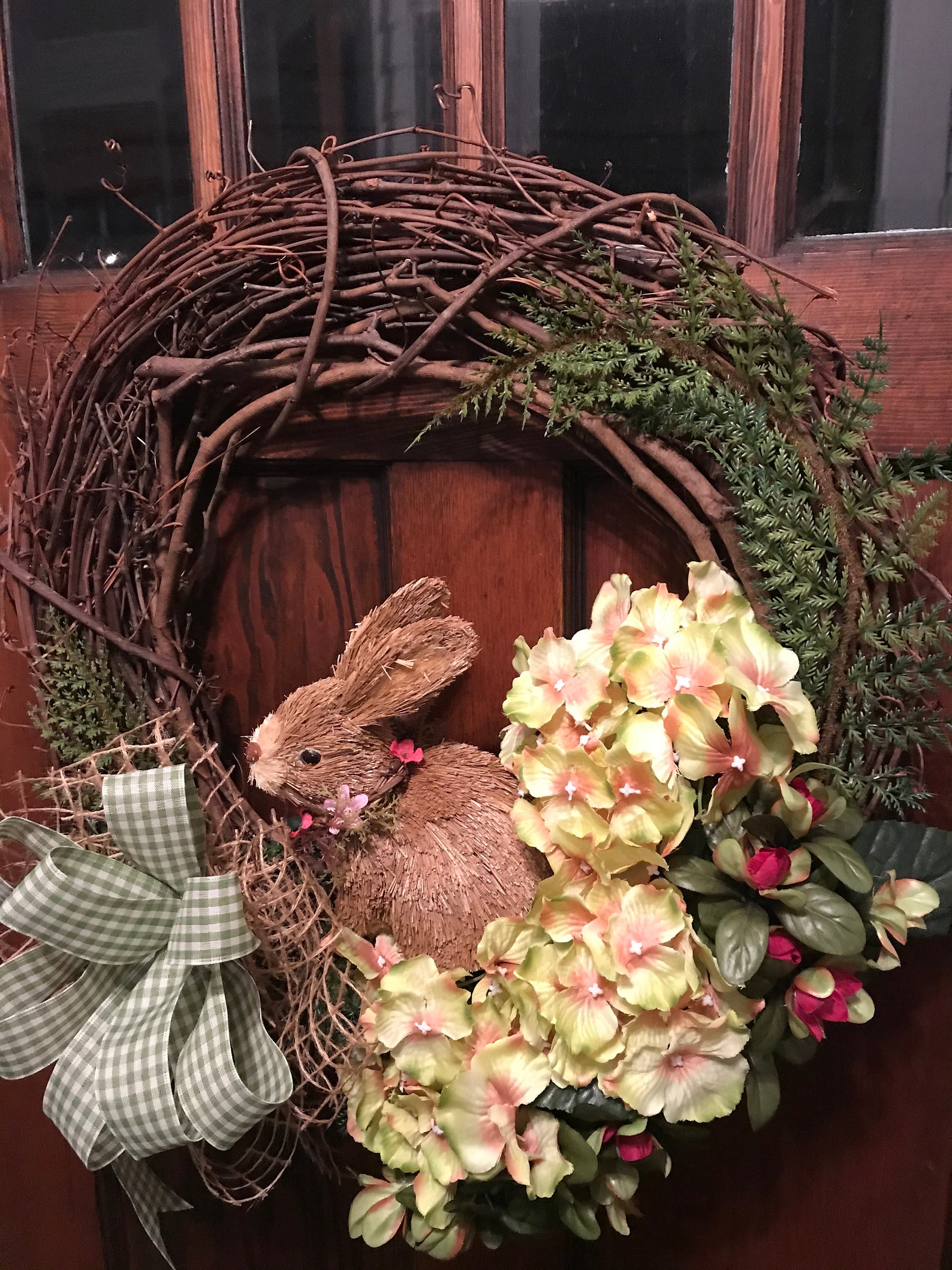 Easter Bunny Rustic Unique Floral Grapevine Wreath for Door | Etsy