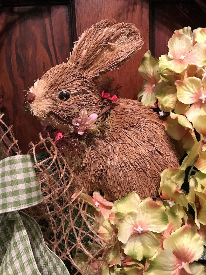 Easter Bunny Rustic Unique Floral Grapevine Wreath for Door | Etsy