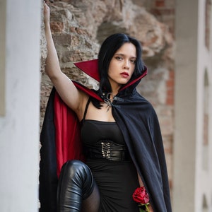 Vampire Victorian Cloak, Gothic Cloak, High Collar Medieval Cloak ...