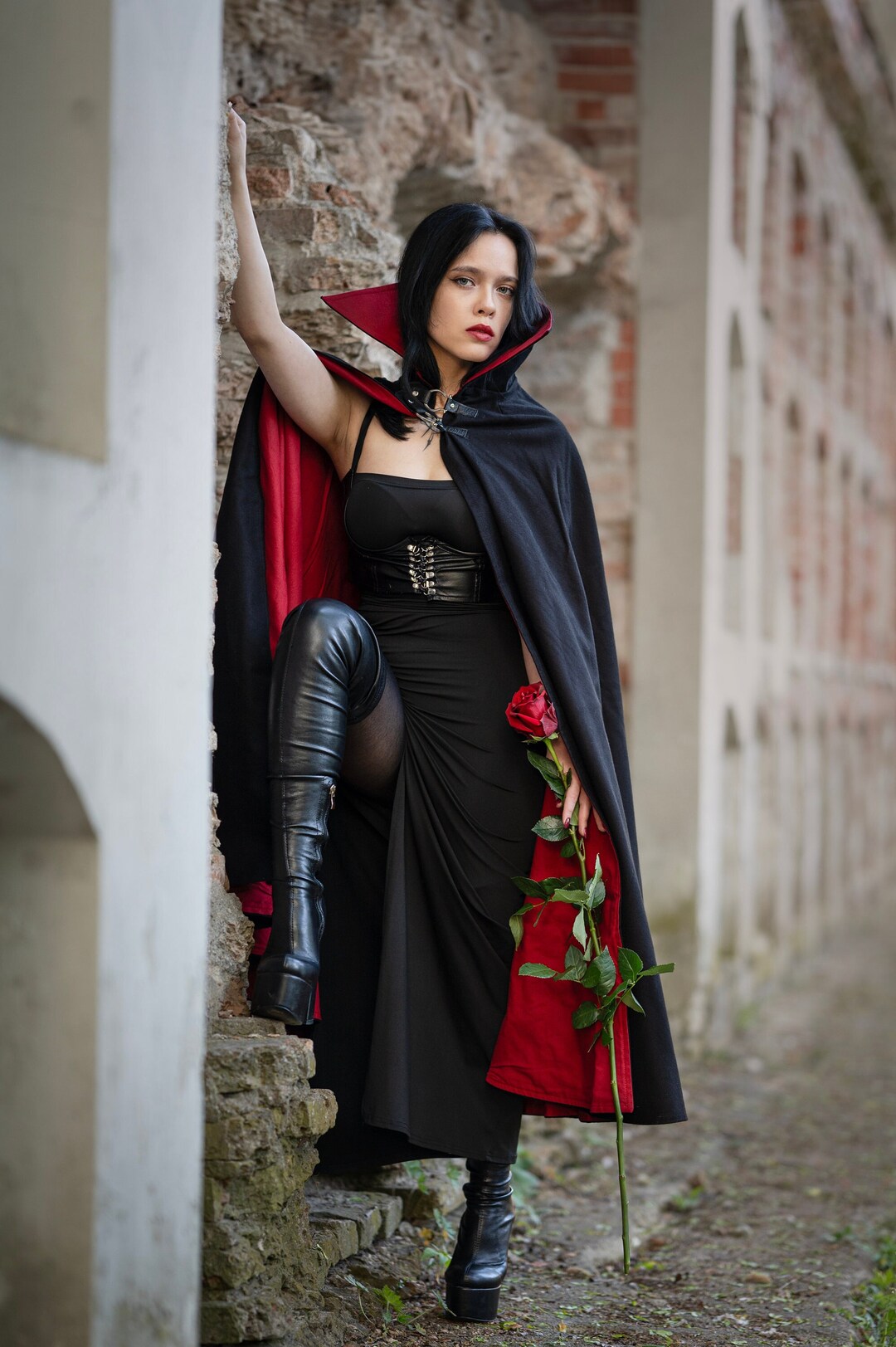 Vampire Victorian Cloak, Gothic Cloak, High Collar Medieval Cloak ...