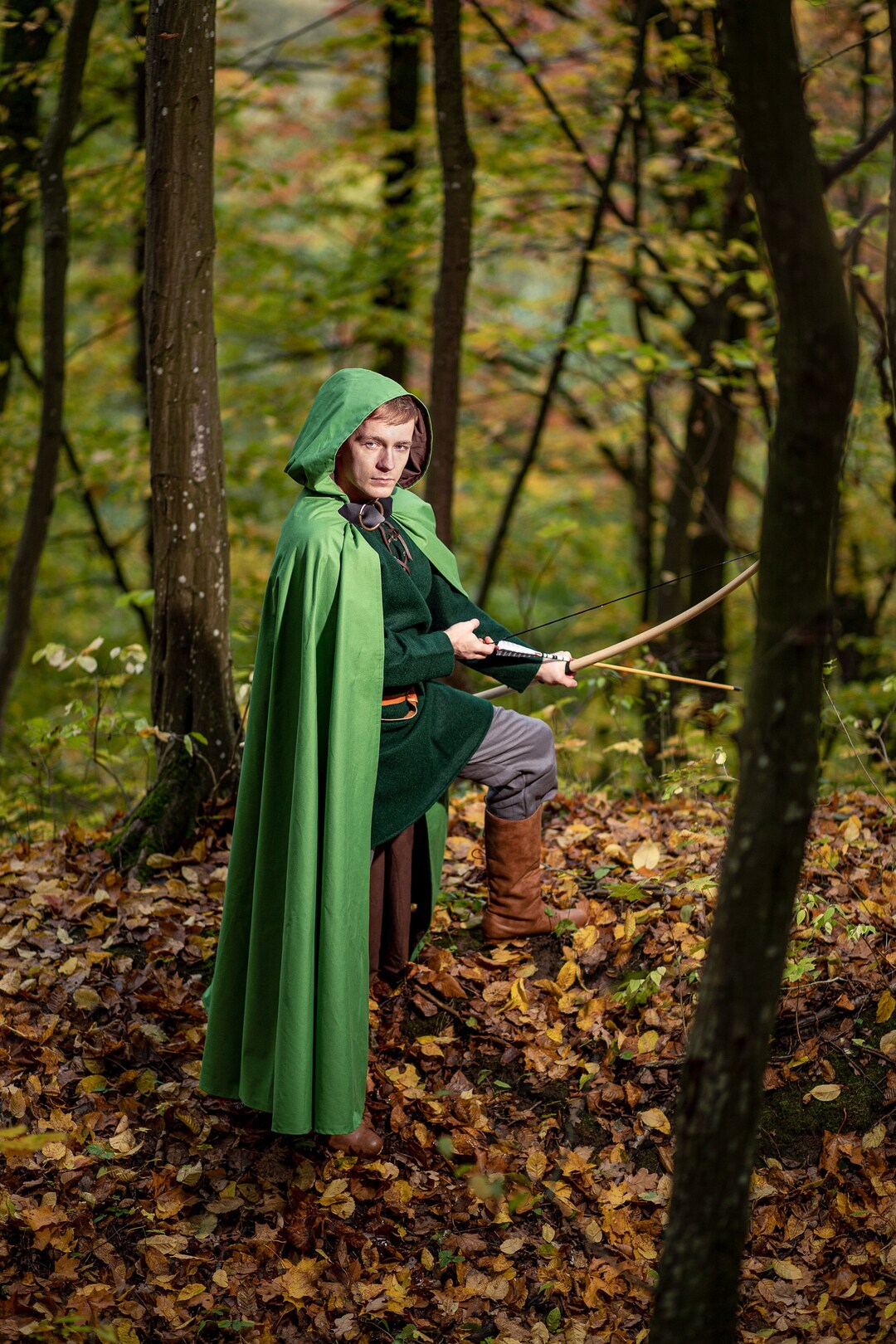 Waterproof Waxed Cotton Ranger Cloak - Medieval Viking LARP Cape - Wind ...