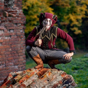 Medieval Jester Costume, Evil Joker Outfit, Fantasy Carnival Clothing ...