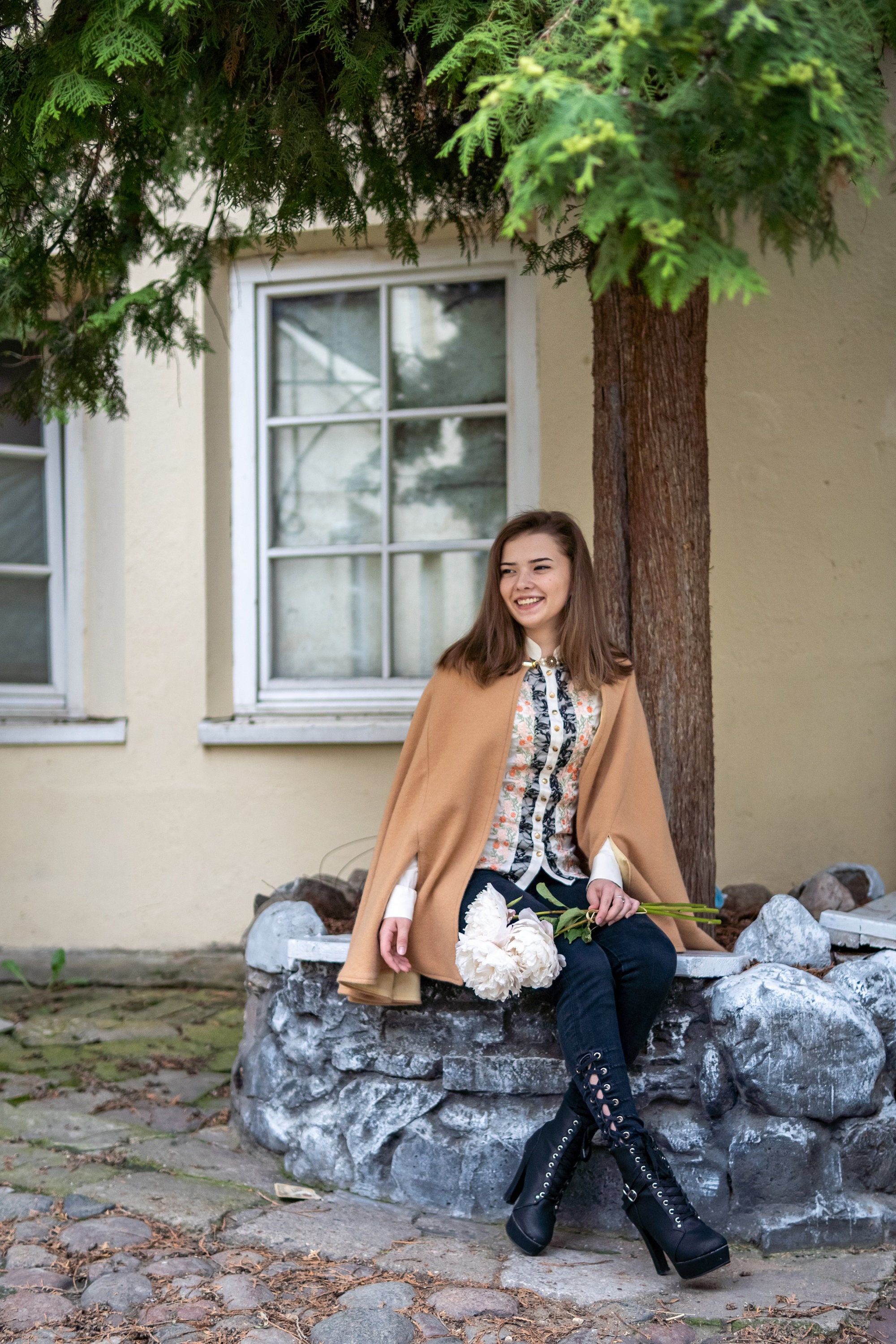 Hoodless Short Cape With Arm Slits Elegant Victorian Cloak | Etsy