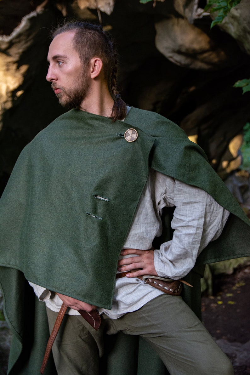 Medieval Viking Wool Cloak - Hoodless Celtic Cape - LARP, Cosplay ...