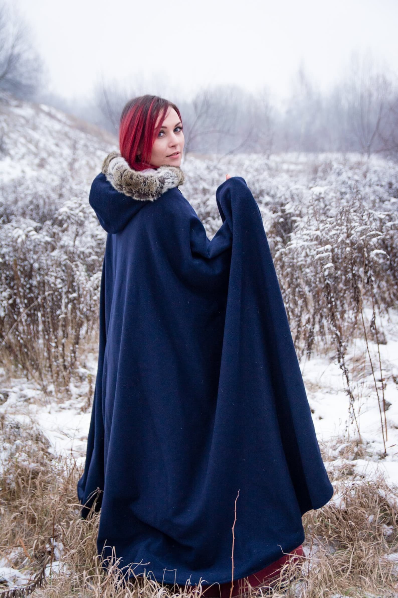 Hooded Cloak With Fur Medieval Cloak Viking Cloak Hooded - Etsy