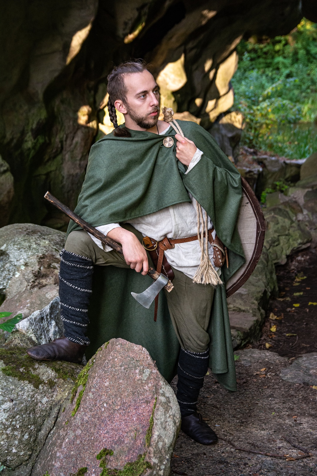 Medieval Viking Wool Cloak - Hoodless Celtic Cape - LARP, Cosplay ...