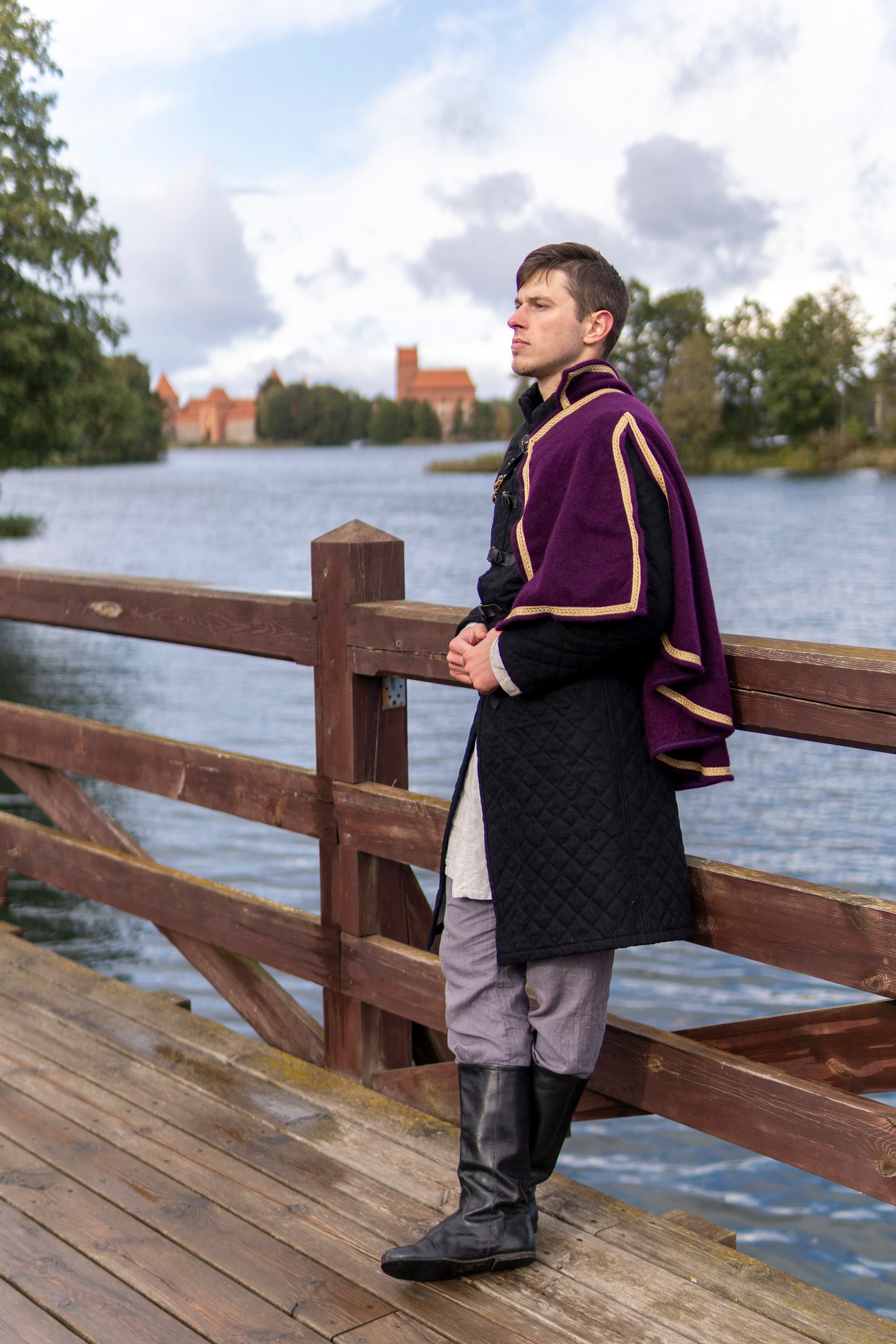 Renaissance One Shoulder Cape, Half Cape Decorated With Trims ...