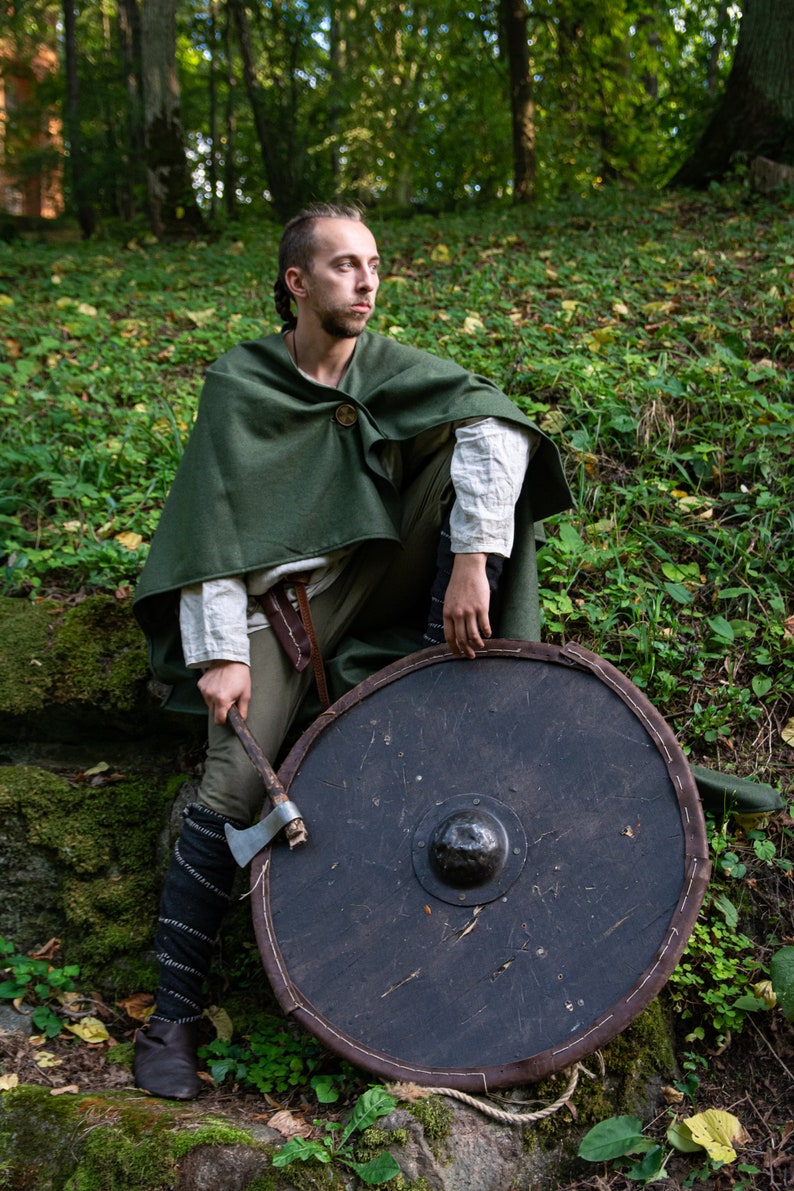 Medieval Viking Wool Cloak - Hoodless Celtic Cape - LARP, Cosplay ...