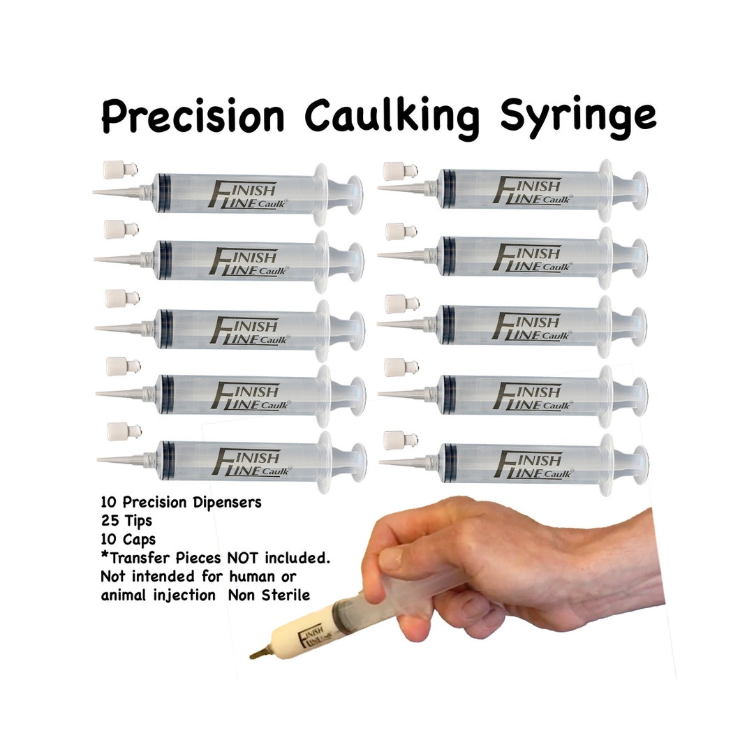 Finish Line Caulk 30 ML Caulking Syringes With Easy Grip Caps and 25 ...