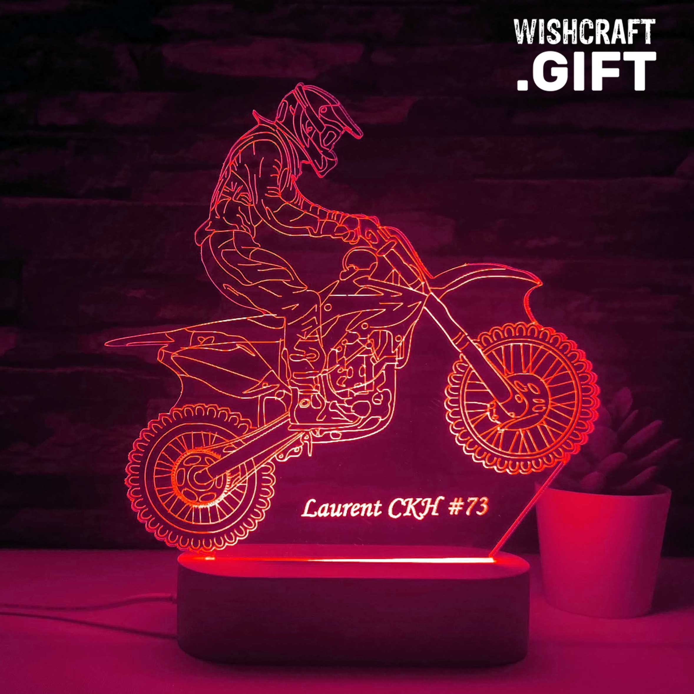 Motorcycle LED Lamp: Personalized Biker Gift, Wooden Base - Etsy