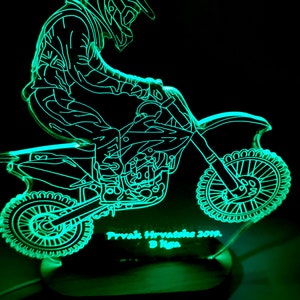 Motorcycle LED Lamp: Personalized Biker Gift, Wooden Base - Etsy