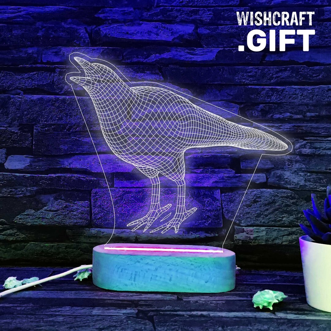 Crow Lamp: Mystical Raven LED Light, Bird Lover Gift - Etsy