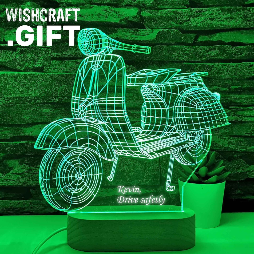 Vespa LED Lamp: Personalized Motorcycle Gift, Man Cave Decor - Etsy