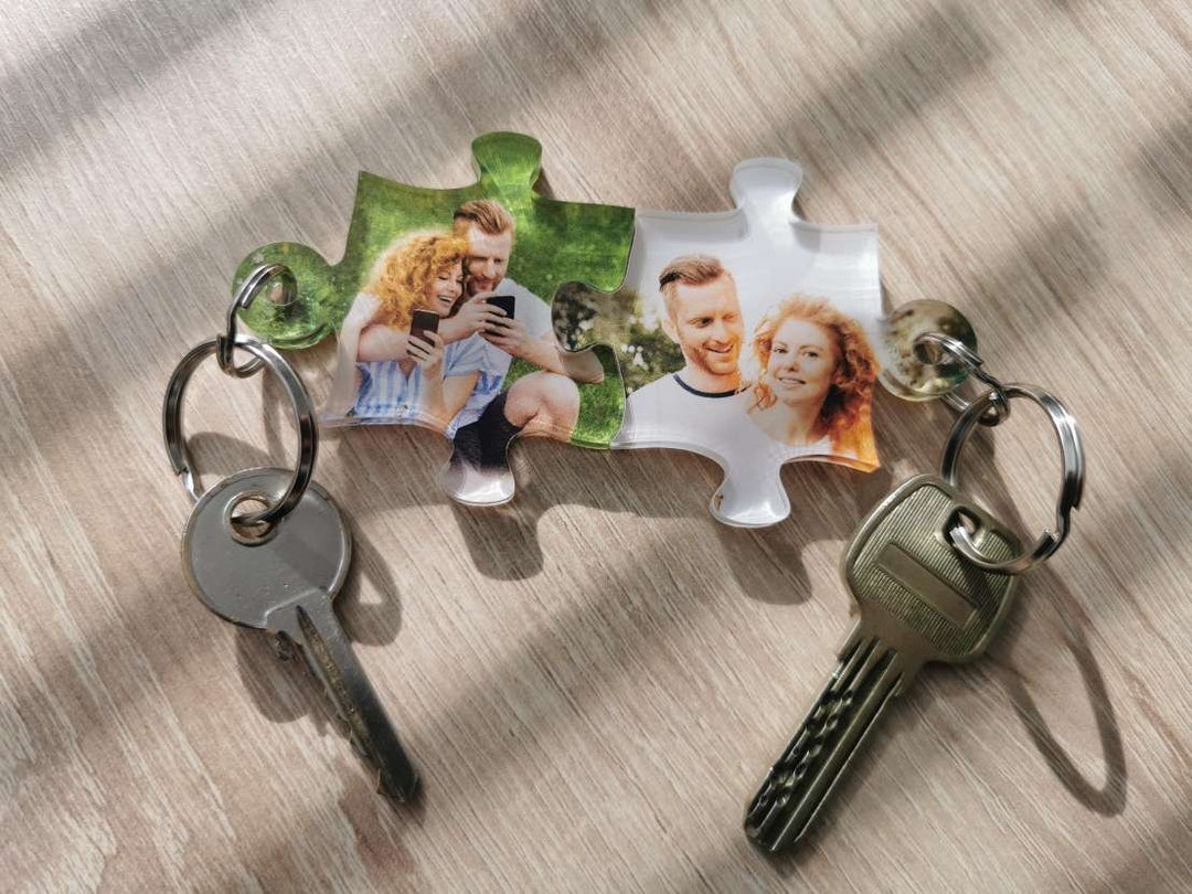 Personalized Photo Puzzle Keychains: Acrylic Couple Gift (set of 2) - Etsy