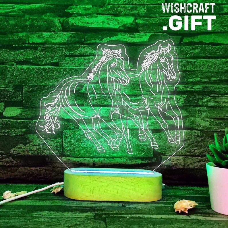 Horse LED Lamp: Equestrian Gift, Customizable Ambient Light - Etsy