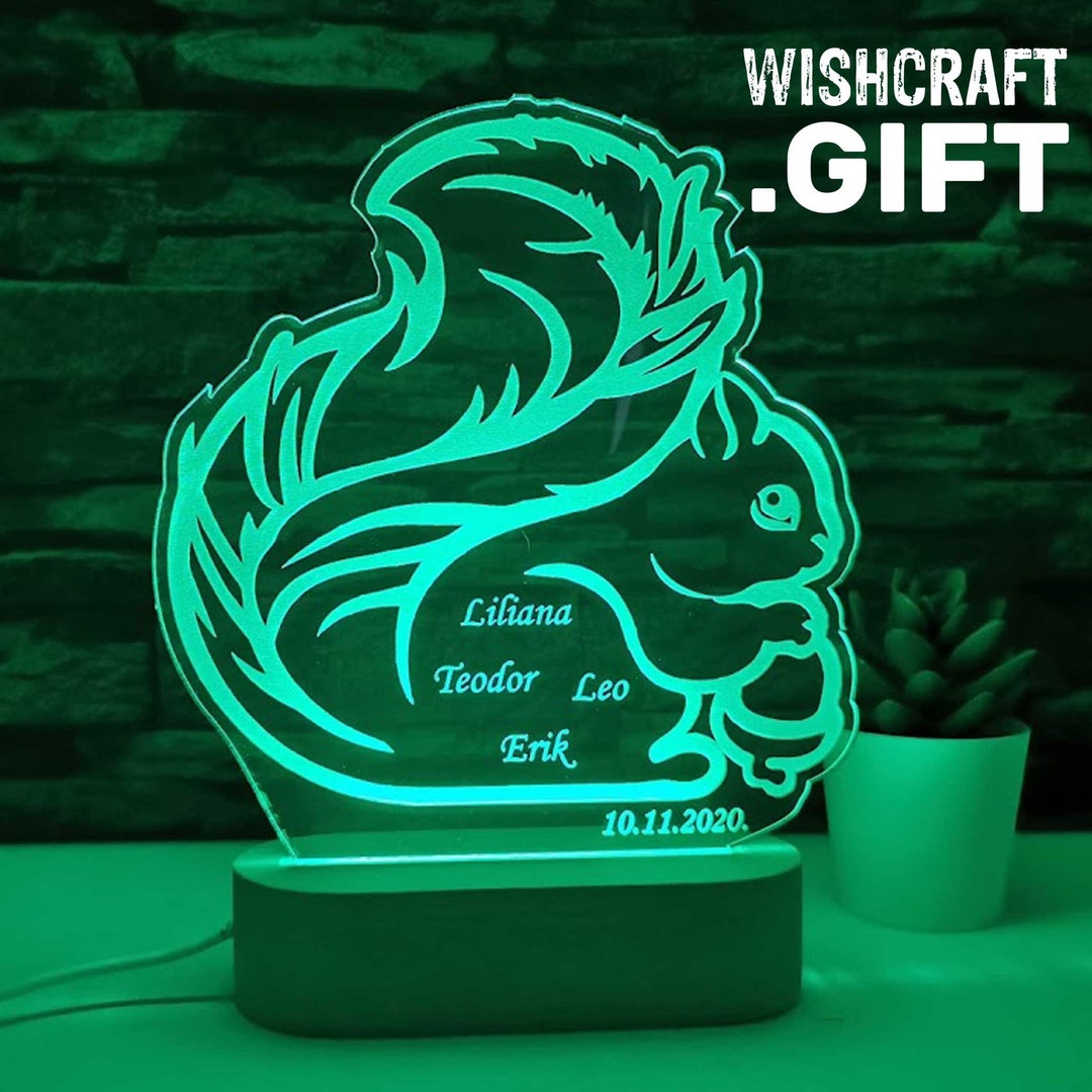 Squirrel Night LED Lamp, Squirrel LED Lamp, Gift for Kid, Ardilla ...