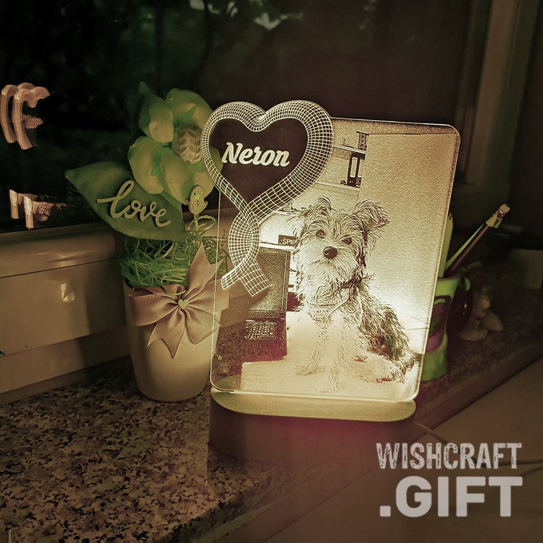 Custom Yorkie LED Lamp: Personalized Dog Photo Gift - Etsy