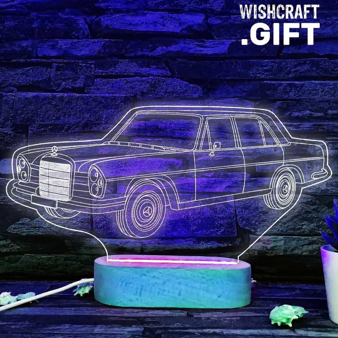 Classic Car LED Lamp: Wooden Base, Color Changing - Etsy