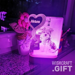 Custom Yorkie LED Lamp: Personalized Dog Photo Gift - Etsy