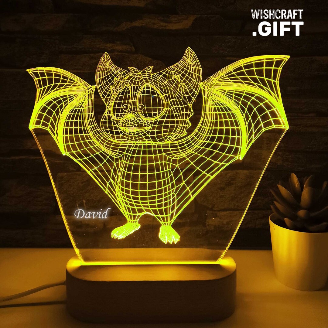 3D Bat Lamp: Multicolor LED Desk Light, Bat Lover Gift - Etsy