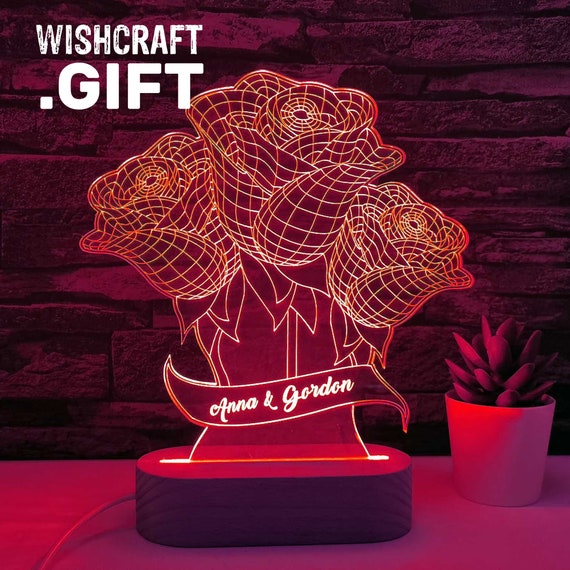 3D Roses 3D Lamp 3D Flowers 3D Rose 3D Illusion Lamp Gift | Etsy